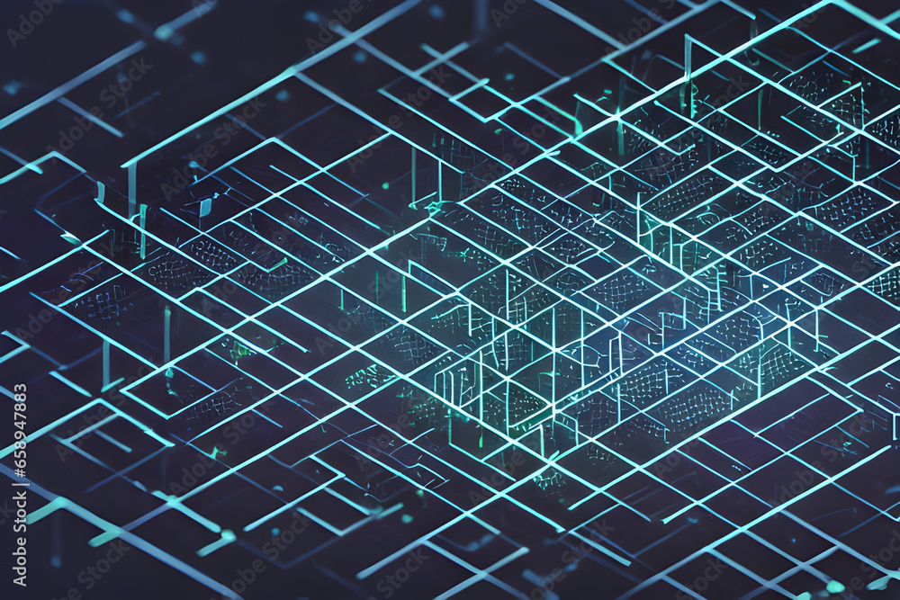 Abstract tech electronic virtual reality theme background with blue ...