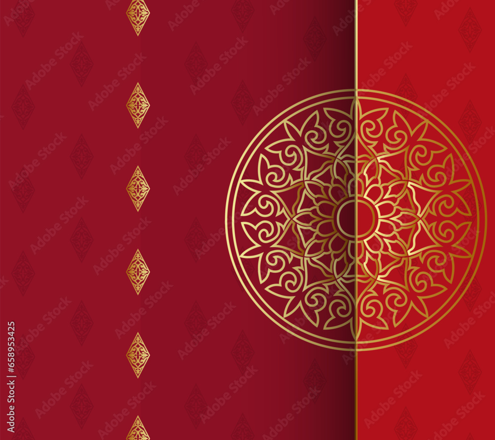 Red and gold Indian background. Luxury pattern template. Vector ...