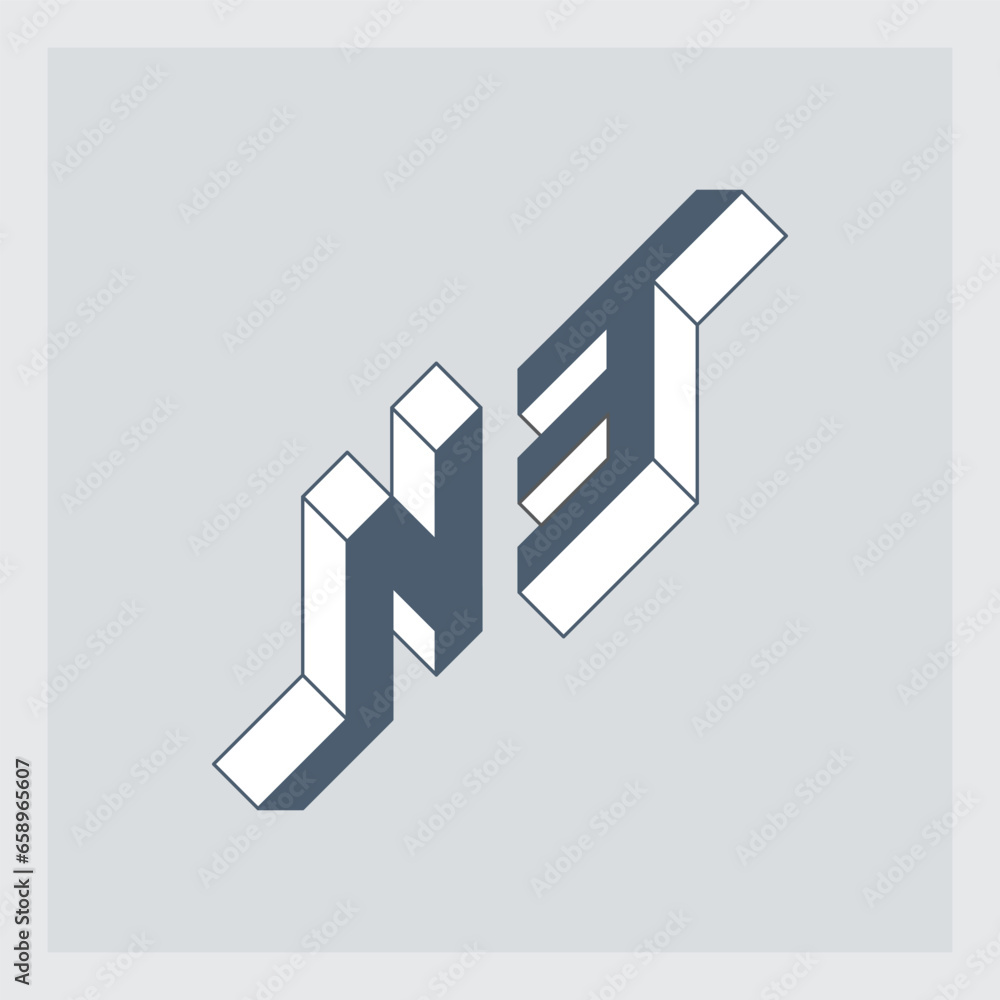 Letter N and number 3 - logotype. Three-dimension original letters. N3 ...