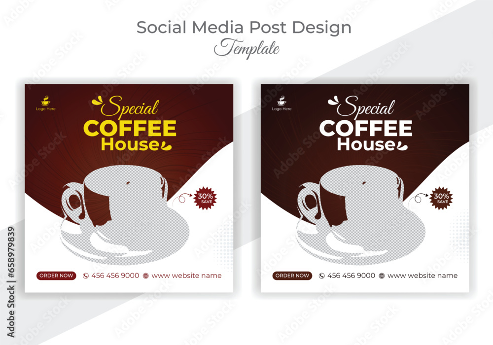 Premium cold and hot coffee shop menu social media post design Stock ...