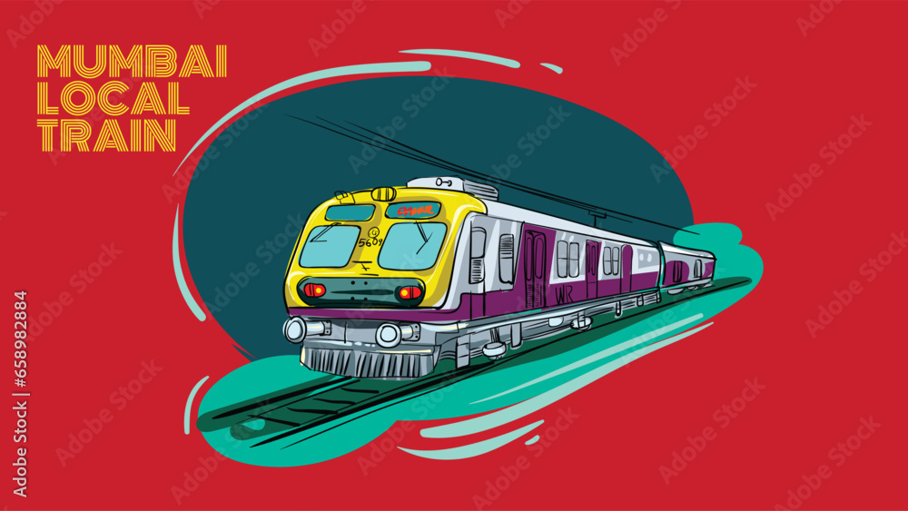 Mumbai local train vector illustration Stock Vector | Adobe Stock