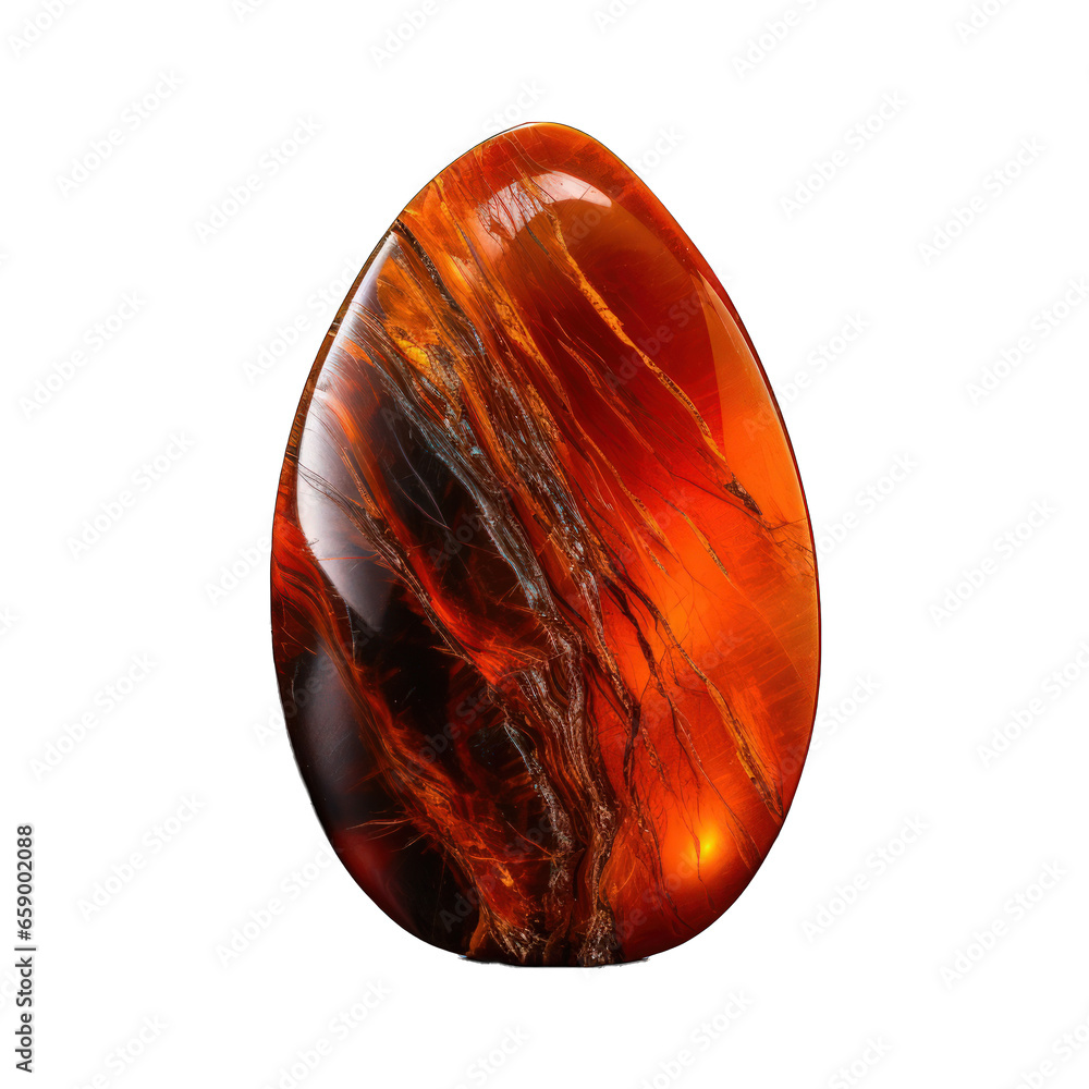 An orange stone standing boldly on a transparent background, its fiery ...