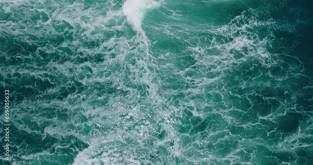 DCI 4K ProRes422. Big wave blue ocean water Aerial view of drone high ...