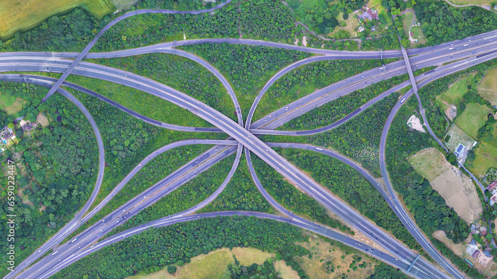 Raod, highway, flyover road junction - spaghetti and roundabout looking ...