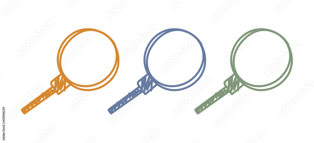 hand drawing colorful magnifiers. vector magnifying glass Stock Vector ...