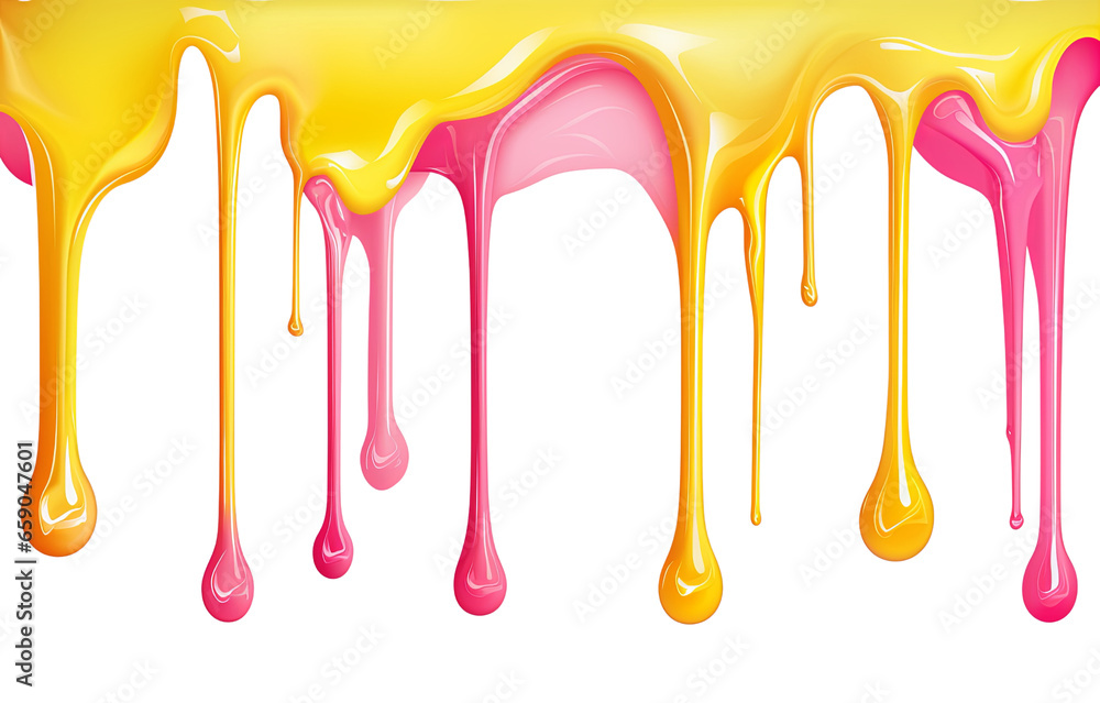 Abstract pink and yellow illustration with a flowing candy glaze ...