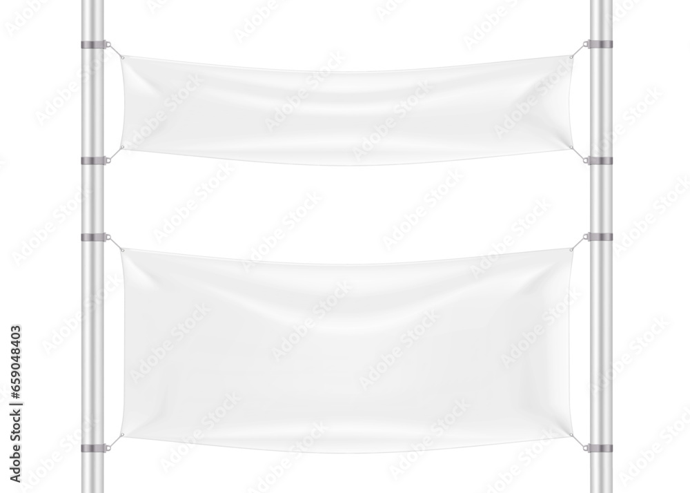 Across the street banners vector mockup. White blank outdoor vinyl ...