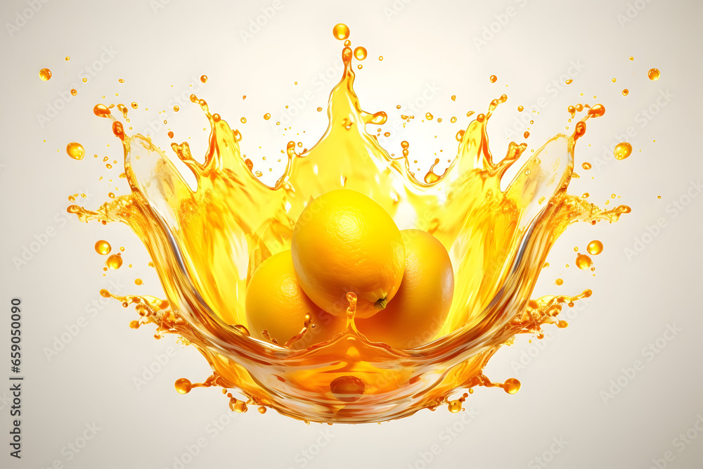 Splash of Freshness A Crown-Shaped Fruit Juice Splash Wave with ...