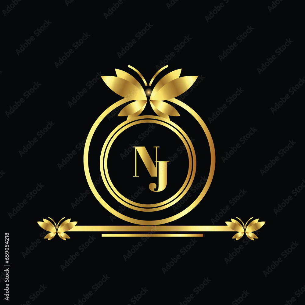 NJ logo, NJ icon, NJ letter, NJ vector, technology, business, art ...
