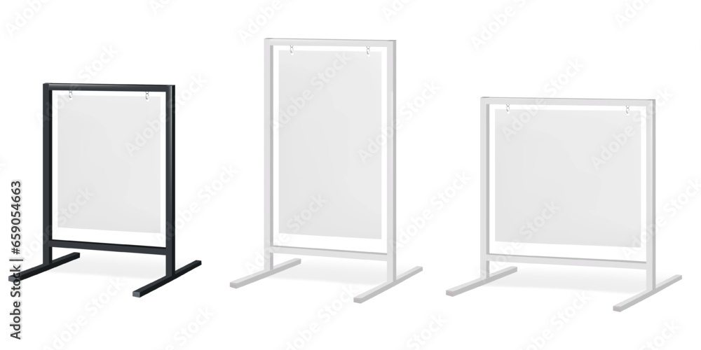 Blank hanging outdoor billboard sign vector mockup set. Double-sided ...