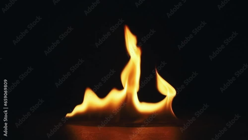 Fire Flames Igniting And Burning. Real flames ignite on a black ...