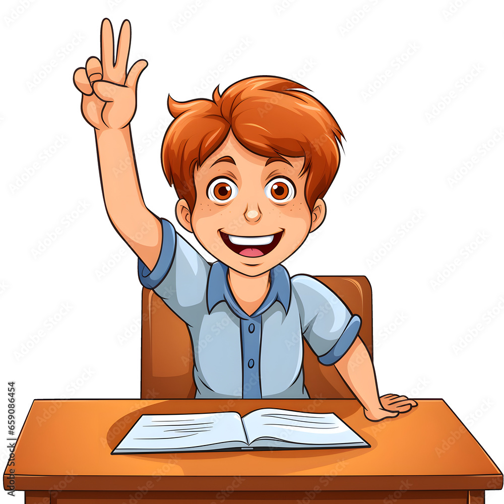 clipart of Student Raising Hand, cartoon school clipart, transparent ...