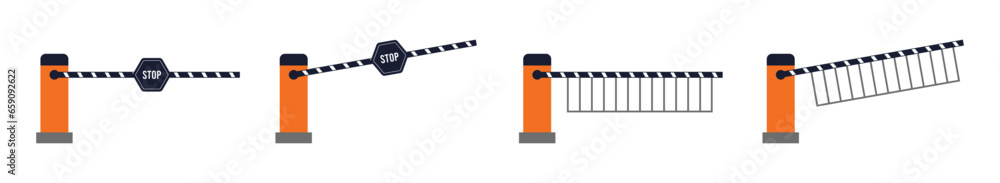 Creative vector illustration of open, closed parking car barrier gate ...