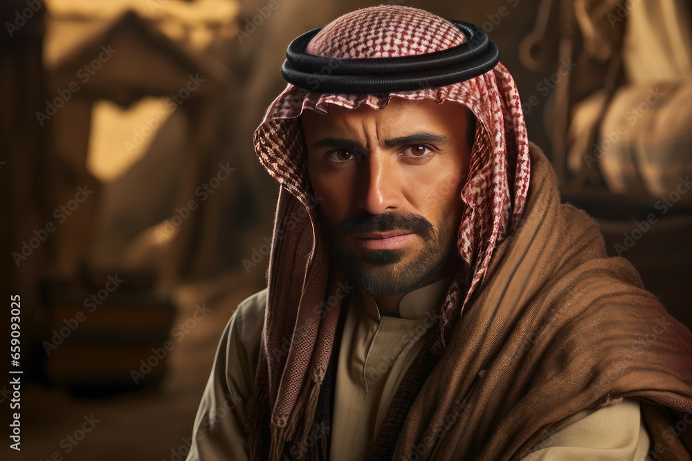 Turbaned Old arab village man walking. Home ancient. Generate Ai Stock ...