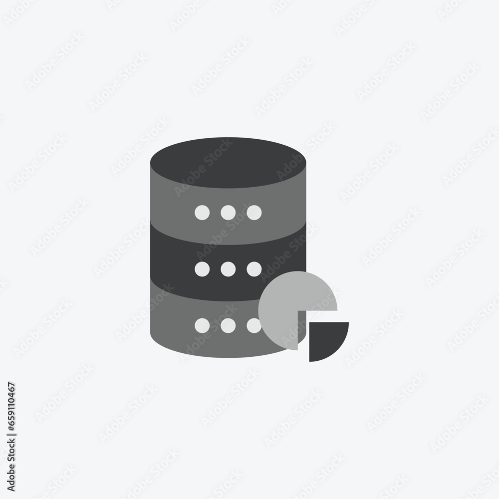 Database Pie Chart and Data Visualization Icon - Analytics Symbol for ...