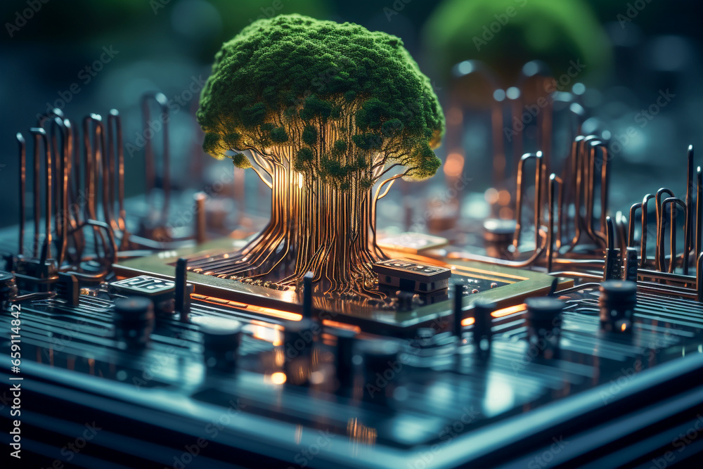 Tree growing a circuit board and integrated as organic processor ...