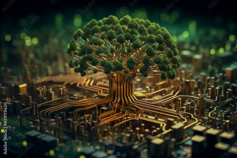 Tree growing a circuit board and integrated as organic processor ...