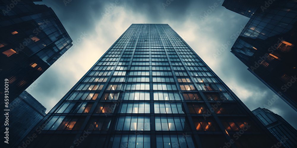 Architectural Marvels: Glass Façade Skyscrapers City Skyline Majesty ...