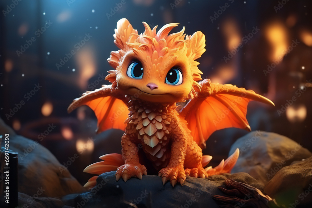 Super cute Golden, Yellow little baby dragon with big blue eyes ...
