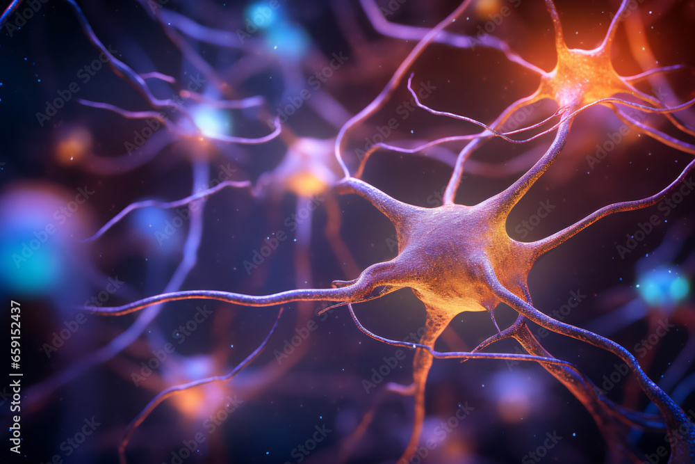 Brain neurons are cells that transmit electrical signals, forming ...