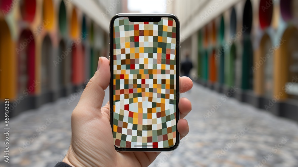 A modern mobile wallpaper featuring a cool splash pattern and pixel art ...