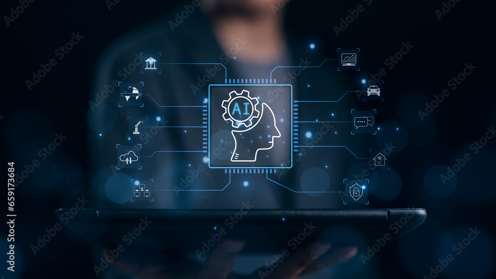 Businessman Uses Ai Software Technology For Business Tasks And Daily