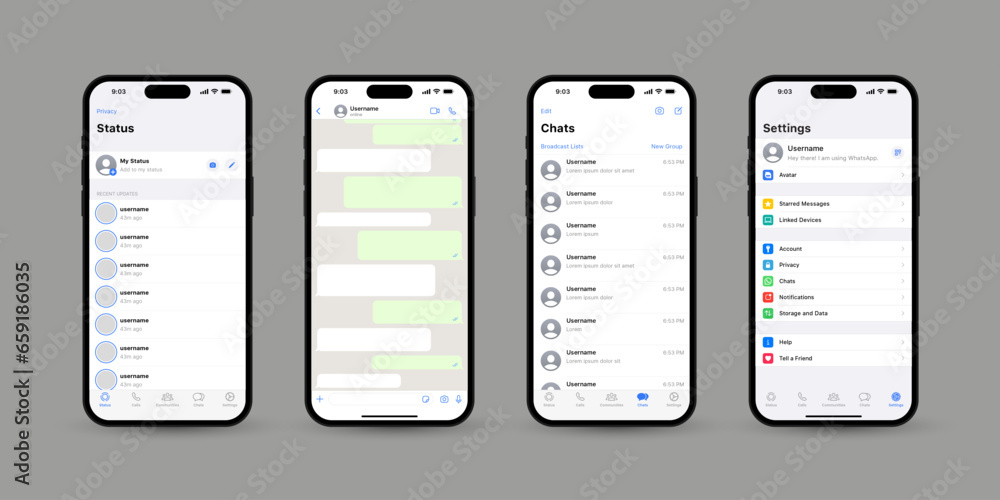 whatsapp mockup social media template. social network interface ...