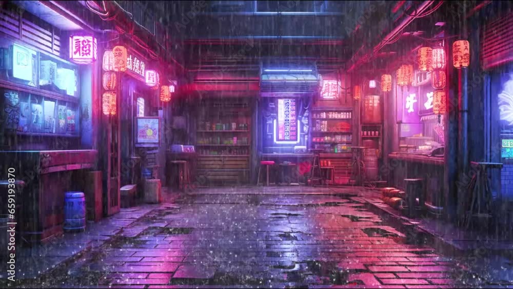 Step into the mesmerizing world of a Tokyo alley bathed in neon lights ...