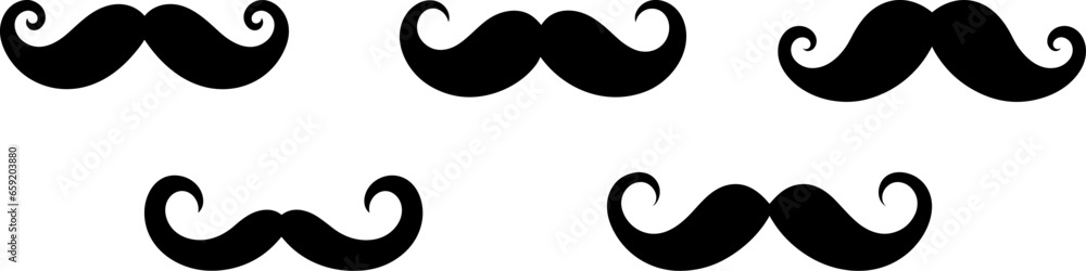 handlebar mustache beard black silhouette vector set Stock Vector ...