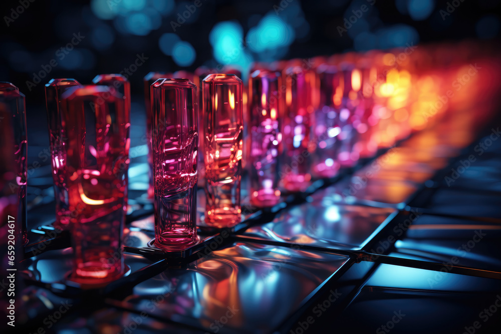 A spectrum of colorful LED lights shifting and blending, creating ...