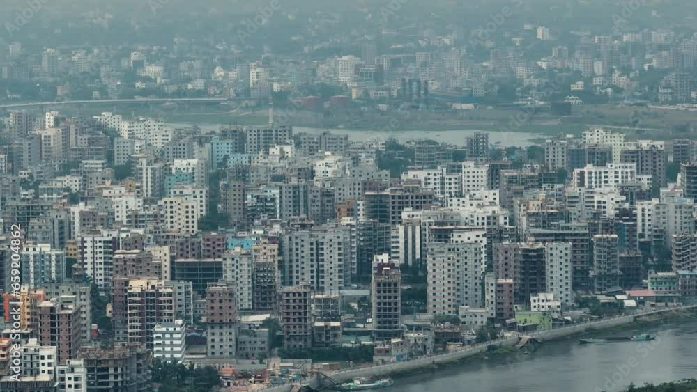 Aerial view of Dhaka city, the vibrant and bustling capital of ...