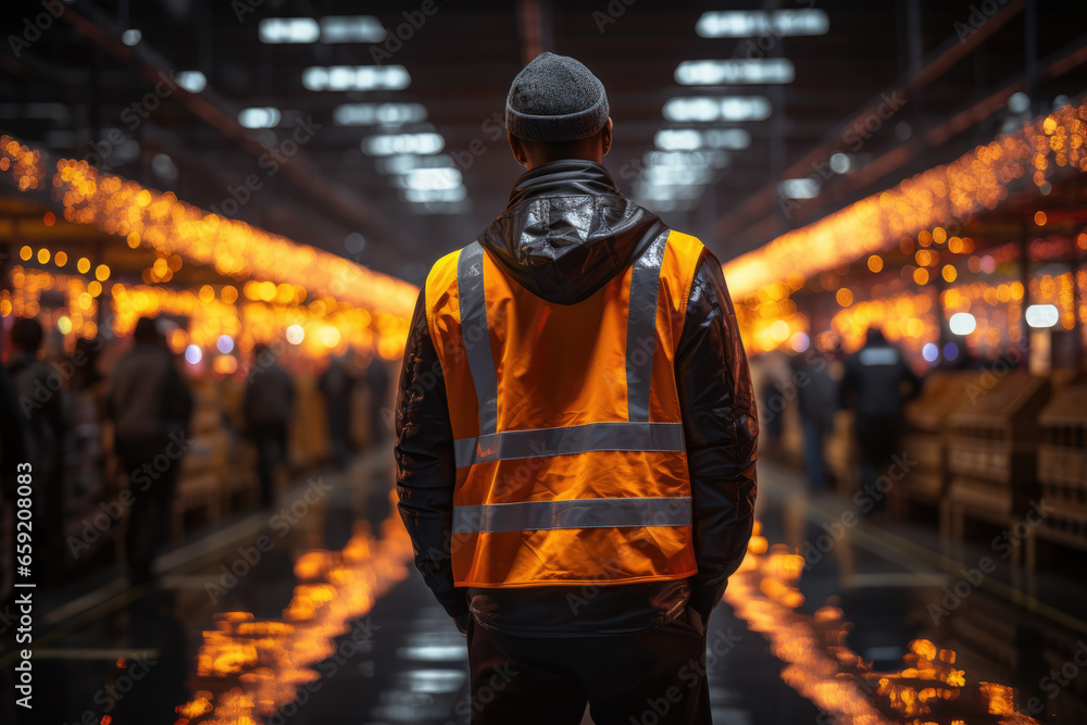 A person wearing a safety vest and hard hat conducting a safety ...