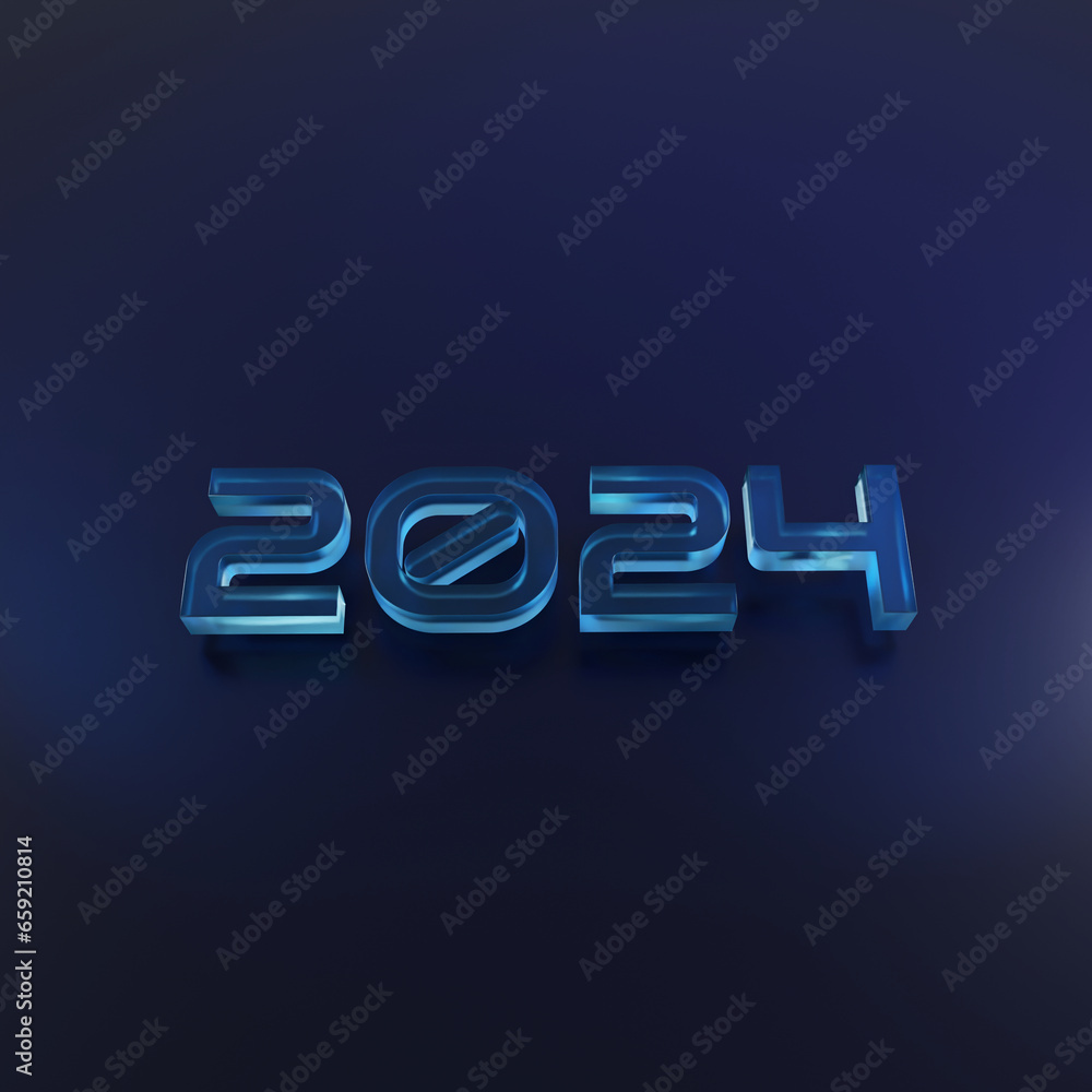 Modern Blue 2024 3D text with spot light AI Generative Stock ...