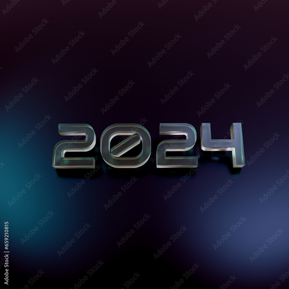 Modern Blue 2024 3D text with spot light AI Generative Stock ...