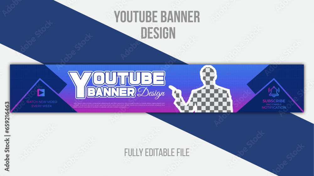 Youtube header template. Modern youtube channel art. Header banner ...