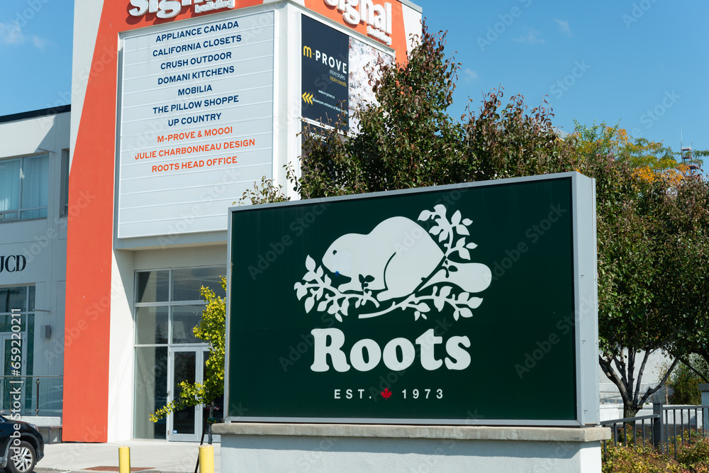 exterior sign of Roots Corporate office located at 1400 Castlefield ...