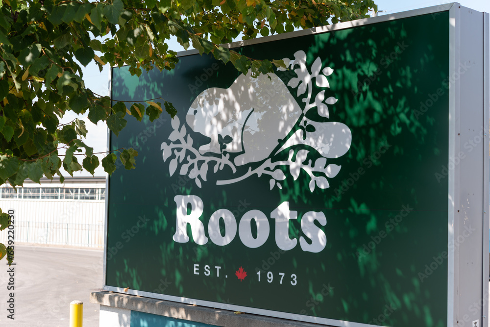 exterior sign of Roots Corporate office located at 1400 Castlefield ...