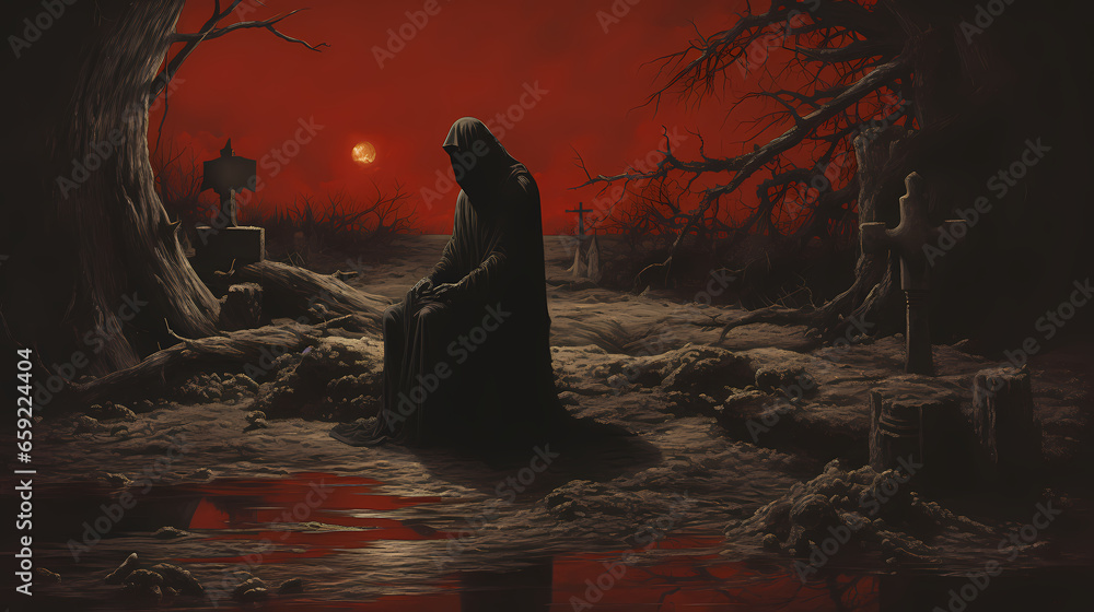 Generative AI, death, Final Embrace: The End and Beginning Stock ...