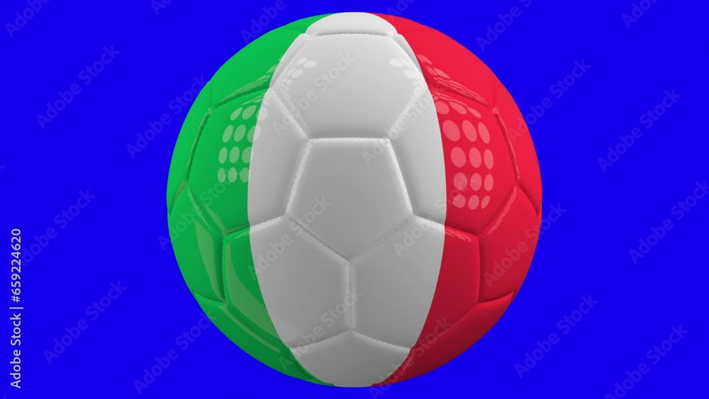 Very realistic isolated spinning soccer ball with the Italy flag on it ...