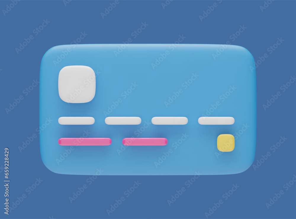 Blue 3d credit card for security banking operations. Cashless payments ...