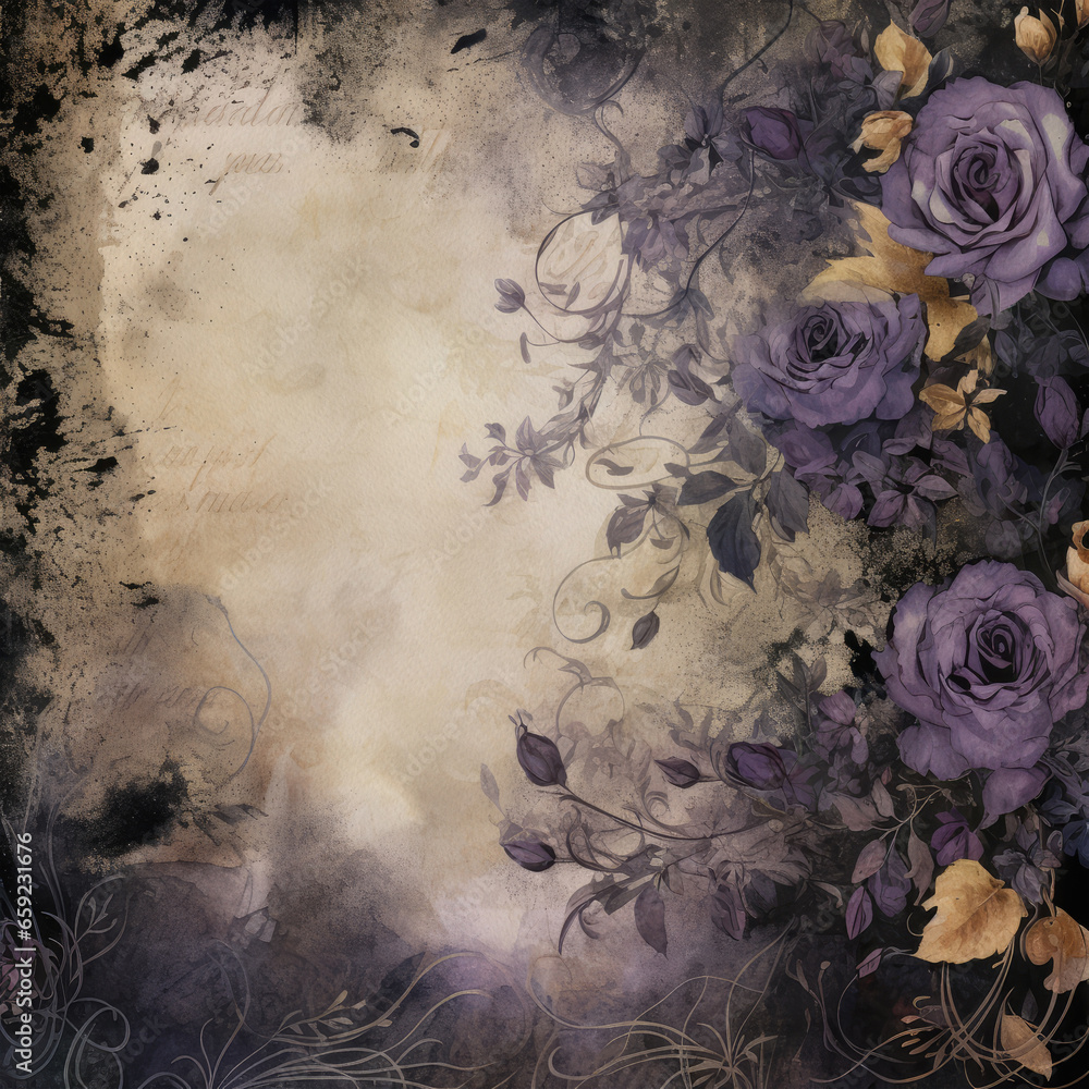 Vintage Dark Gothic Roses Antique junk journal Digital Papers Stock ...