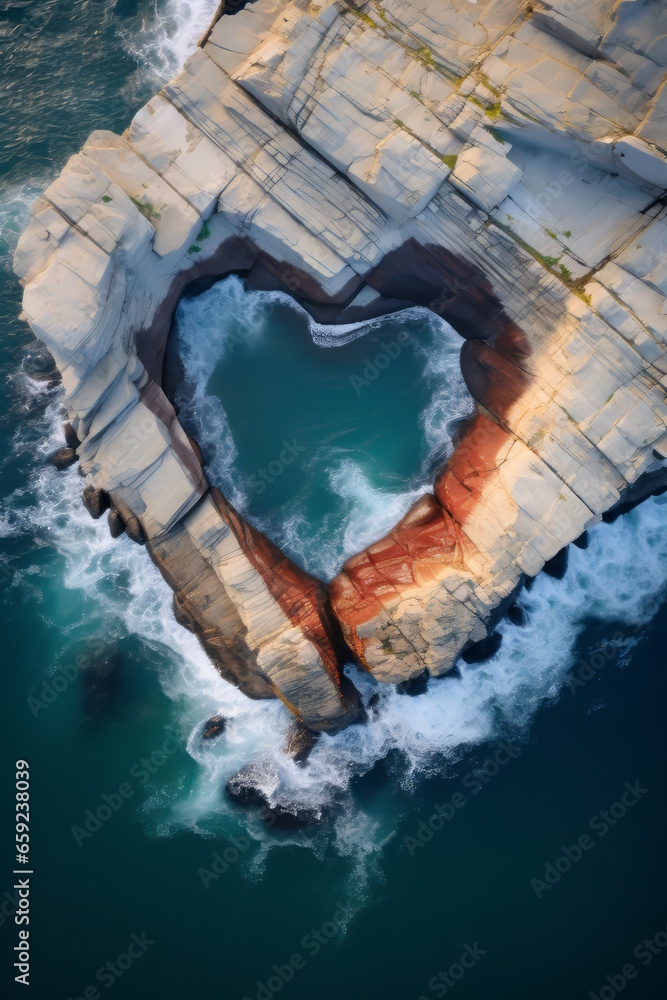 Heart shaped rockpool in the ocean - pool made of rocks and cliffs ...