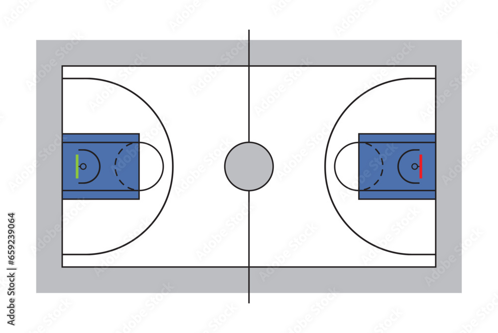 Basketball court. basketball court on floor wood. Basketball strategy ...