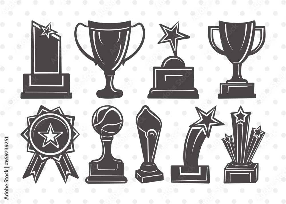 Award Trophy Clipart SVG Cut File | Trophy Cup Svg | Award Svg | Sports ...