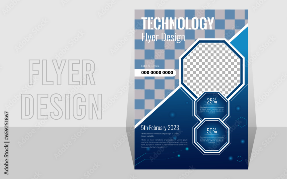 Blue layout futuristic flyer design, Contemporary science and digital ...