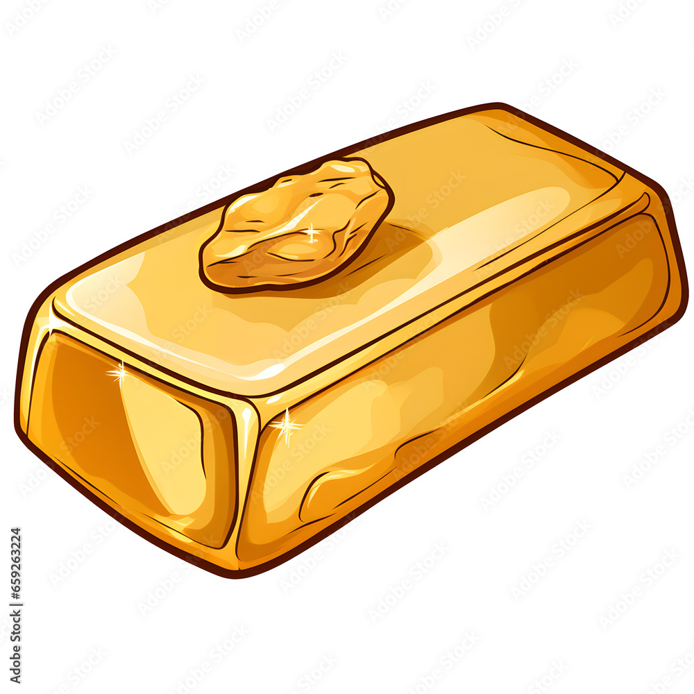 cartoon clipart of a gold ingot, precious metal clipart, investing ...