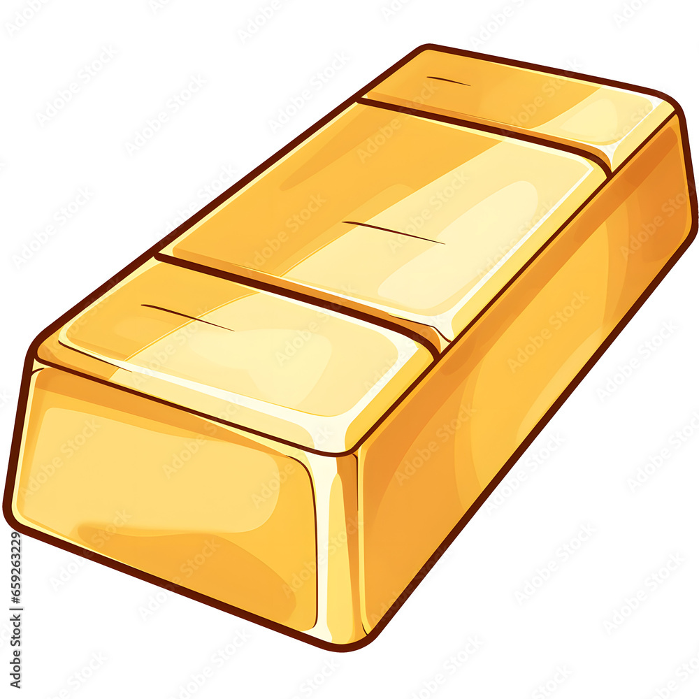 cartoon clipart of a gold ingot, precious metal clipart, investing ...
