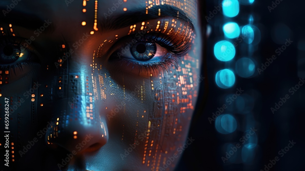 Ai, Artificial Intelligence's eyes: A close-up view of humanoid robot's ...