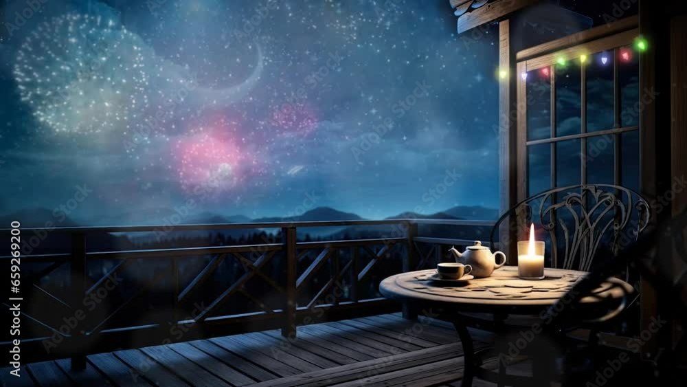 Starry Night Retreat: Balcony View, Moon and firework new year, and ...