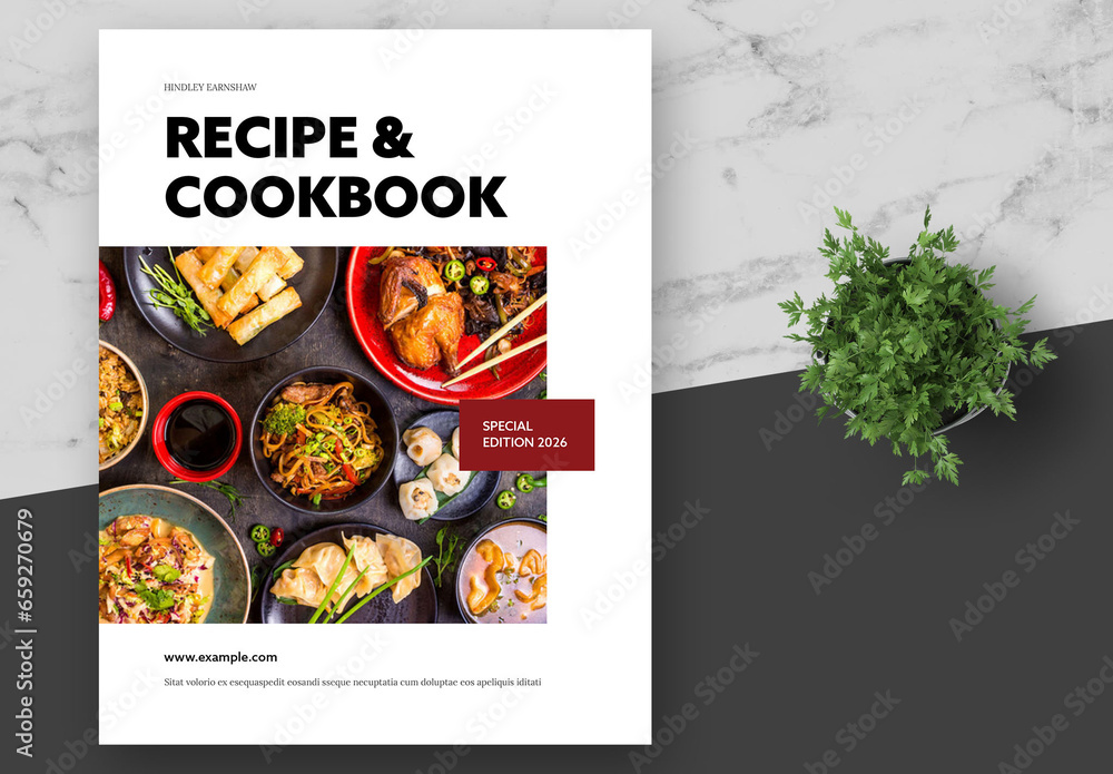 Red Clean Special Recipe Collection Book Stock Template | Adobe Stock